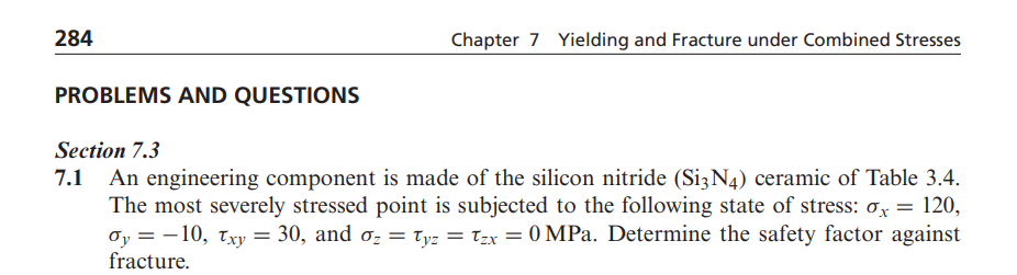 Solved Section 7.3 7.1 An engineering component is made of | Chegg.com