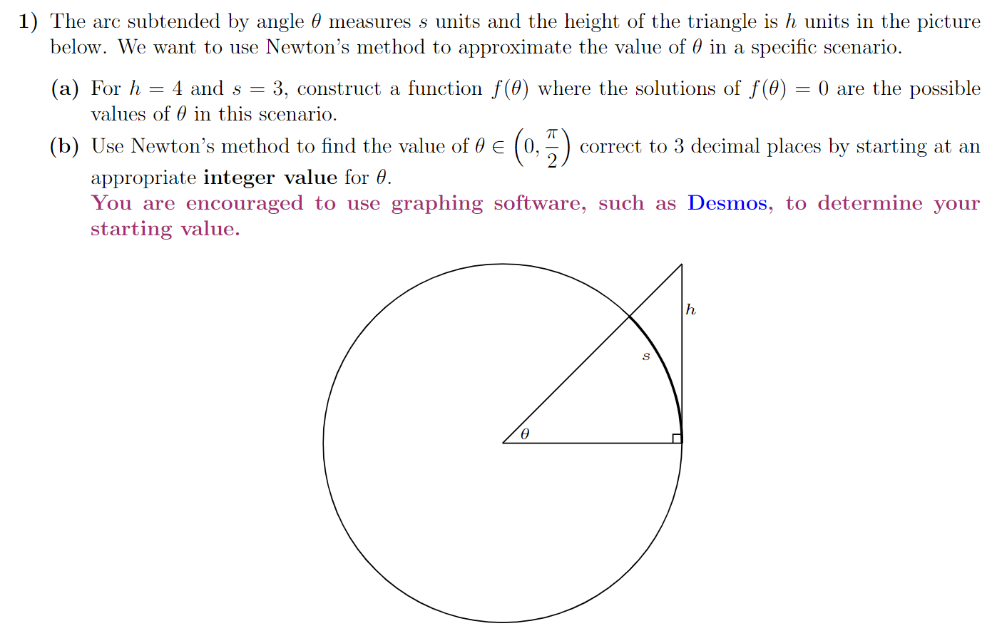 1) The arc subtended by angle θ measures s units and | Chegg.com