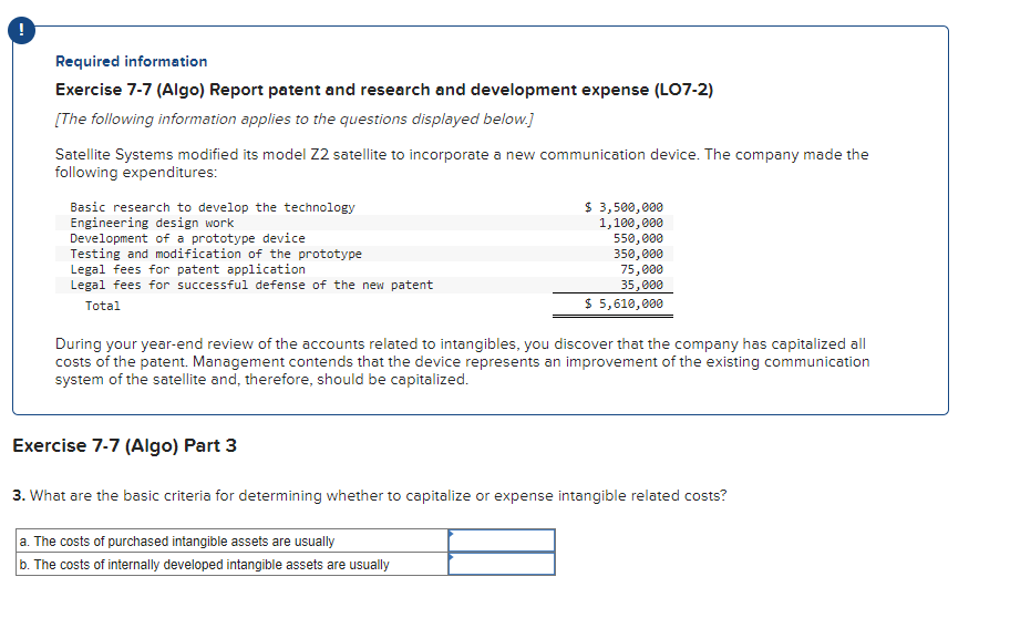 Solved Required information Exercise 7-7 (Algo) Report | Chegg.com