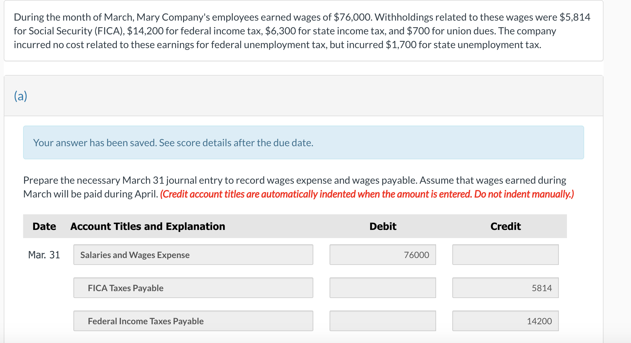 Solved During the month of March, Mary Company's employees | Chegg.com