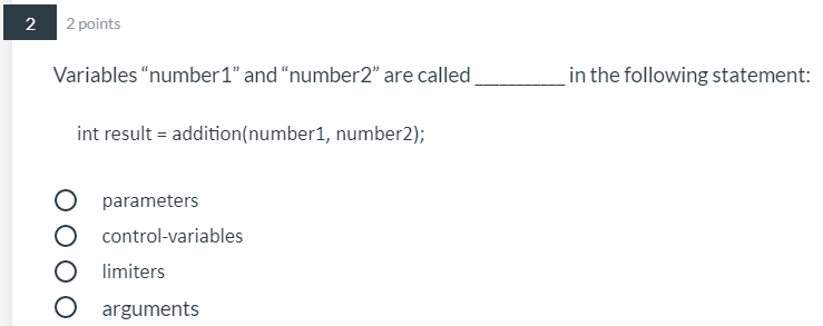 Solved 2 2 points Variables “number1” and “number2” are | Chegg.com