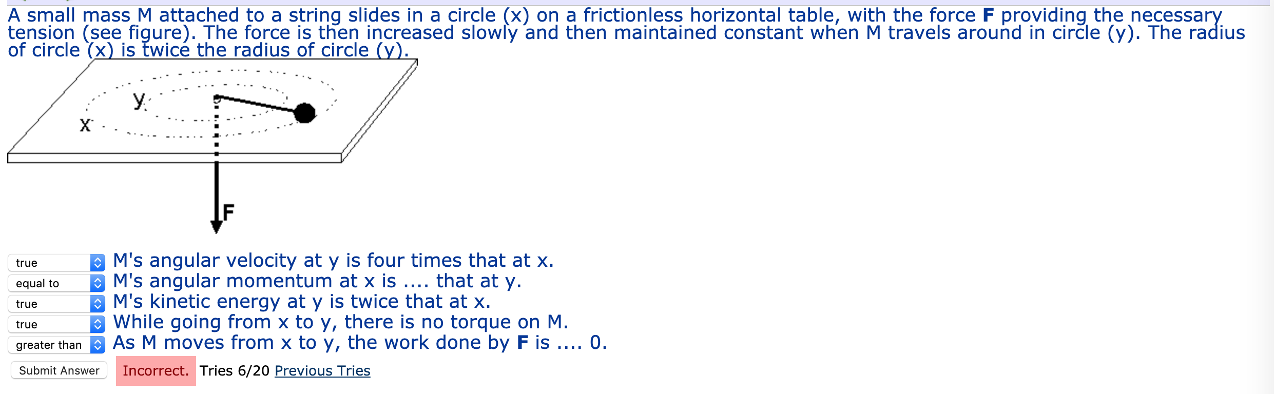 Solved A small mass M attached to a string slides in a | Chegg.com