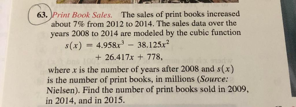 Solved 63. Print Book Sales. The sales of print books | Chegg.com