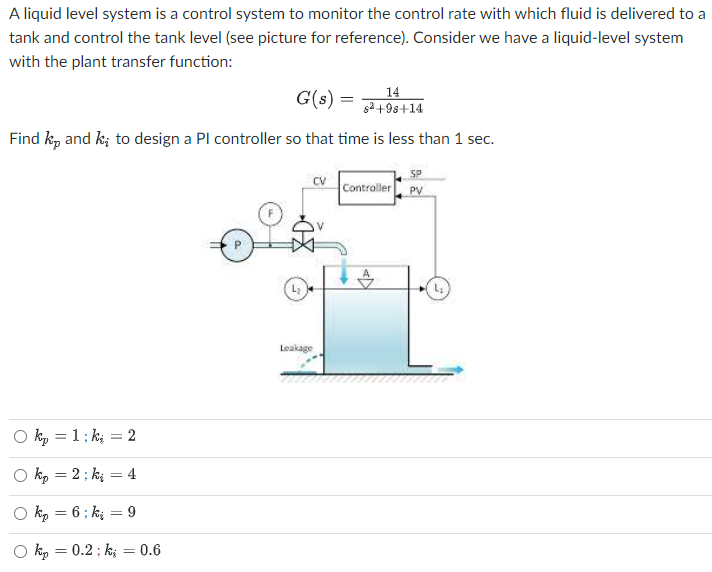 Solved A liquid level system is a control system to monitor | Chegg.com