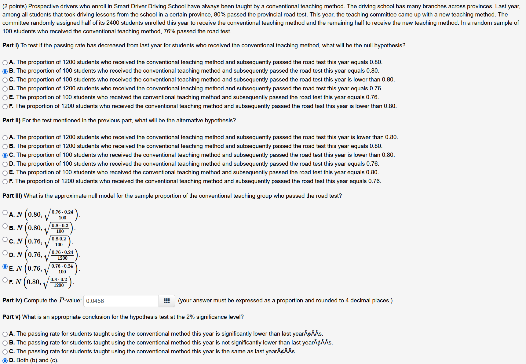 Solved 100 students who received the conventional teaching | Chegg.com