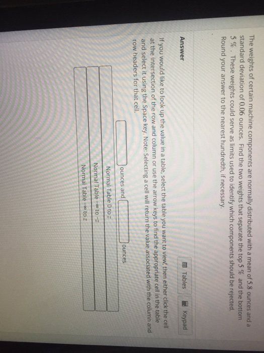Solved The weights of certain machine components are | Chegg.com