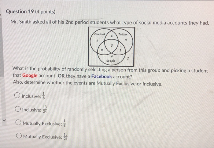 Solved Question 17 (4 points) Conditional Probability Use | Chegg.com