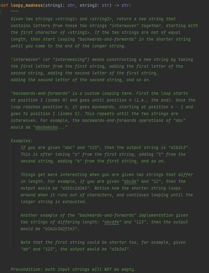 Solved idef loopy_madness(string1: str, string2: str) -> | Chegg.com