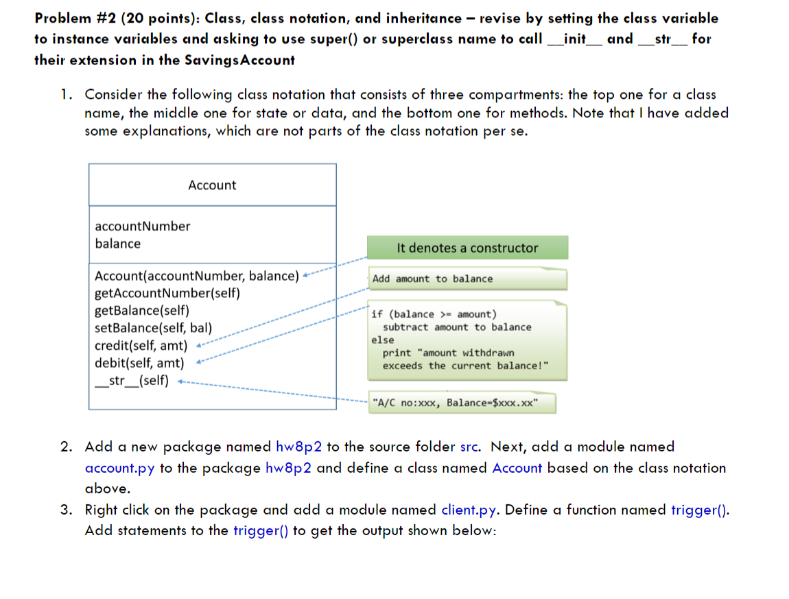 Solved Problem \#2 (20 points): Class, class notation, and | Chegg.com