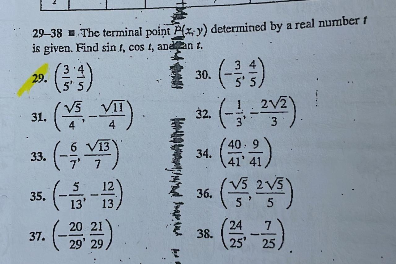 Solved is given. Find sint,cost, and 29. (53,54) 30. | Chegg.com