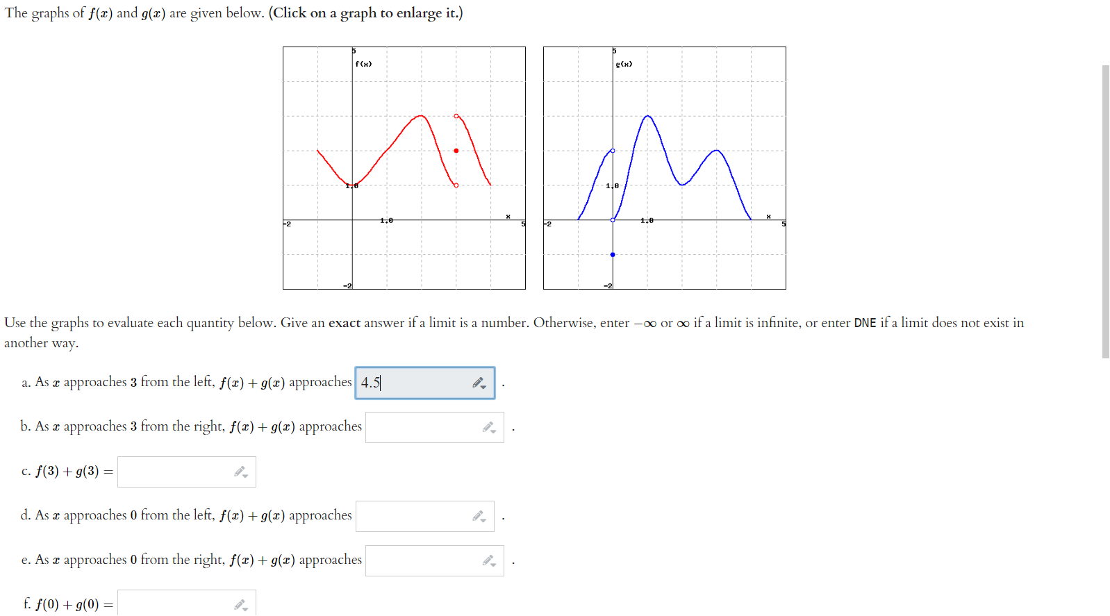 Solved The graphs of f(x) and g(x) are given below. (Click | Chegg.com