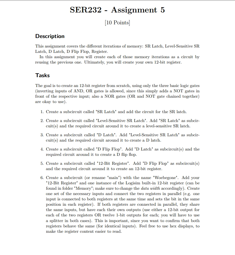 SER232 - Assignment 5 (10 Points] Description This | Chegg.com