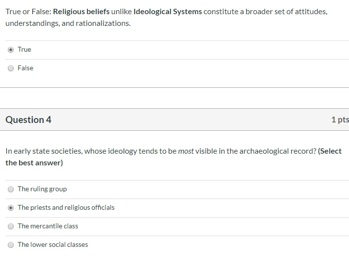 Solved True or False: Religious beliefs unlike Ideological | Chegg.com