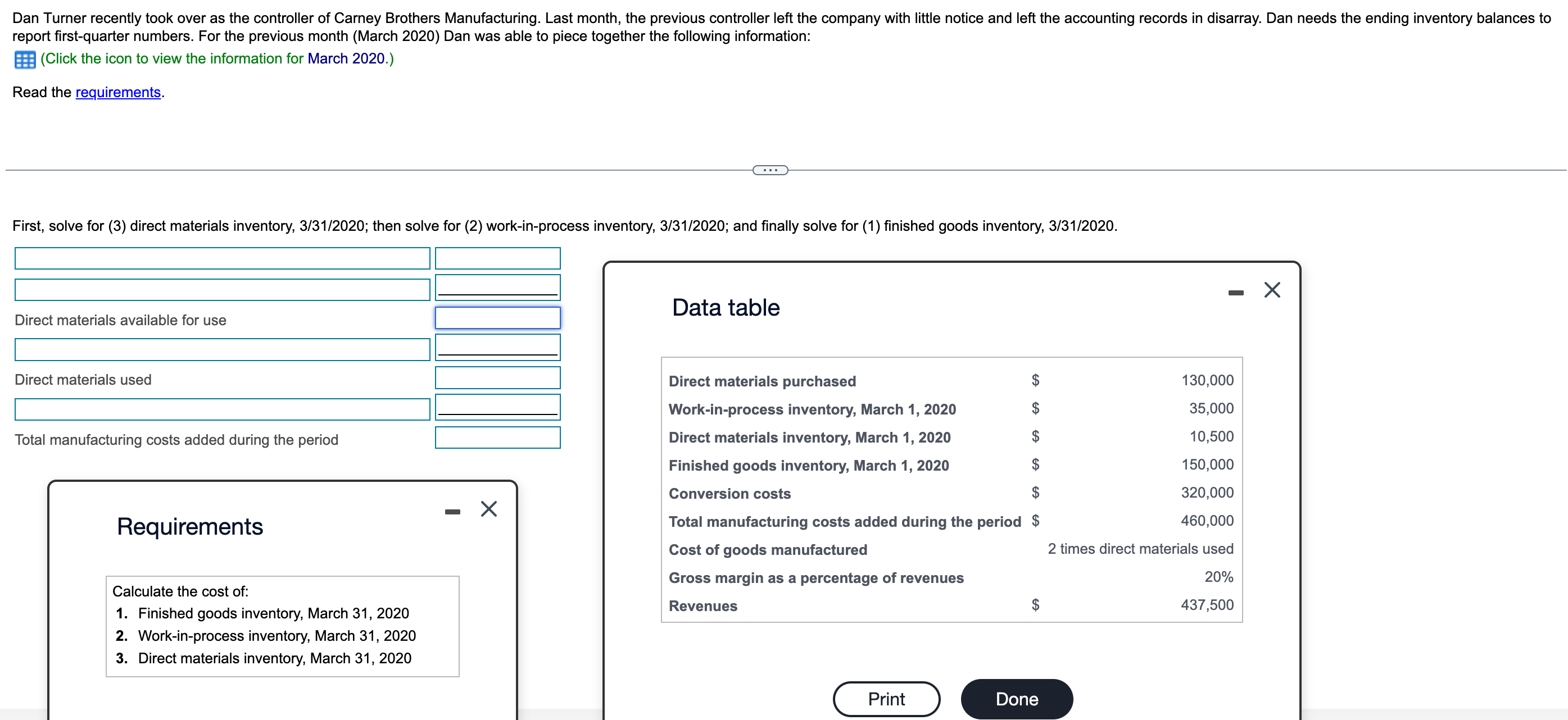 Solved report first-quarter numbers. For the previous month | Chegg.com