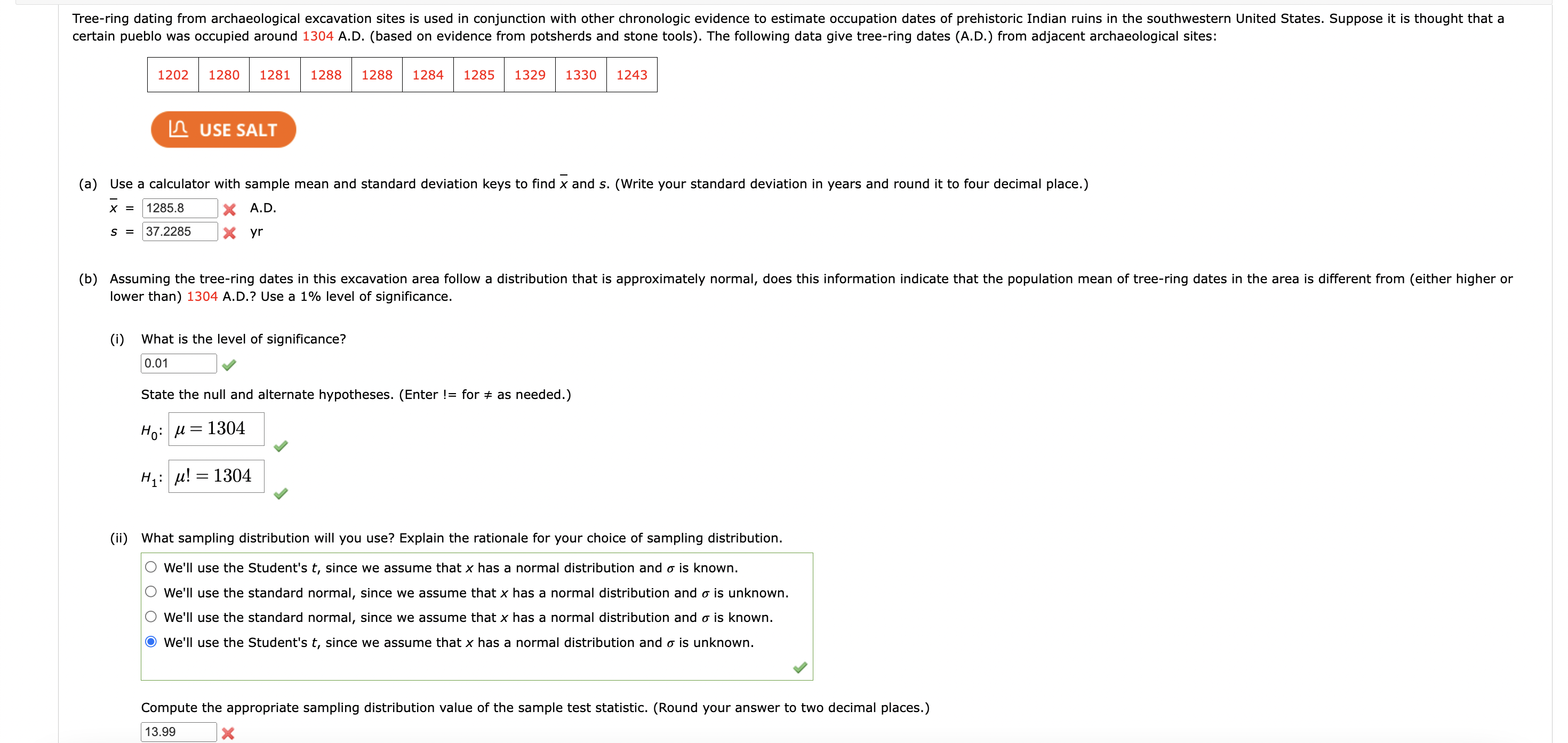 Solved certain pueblo was occupied around 1304 A.D. (based | Chegg.com
