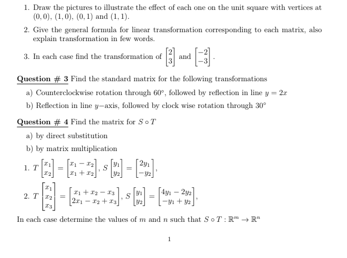 Solved 1. Draw the pictures to illustrate the effect of each | Chegg.com