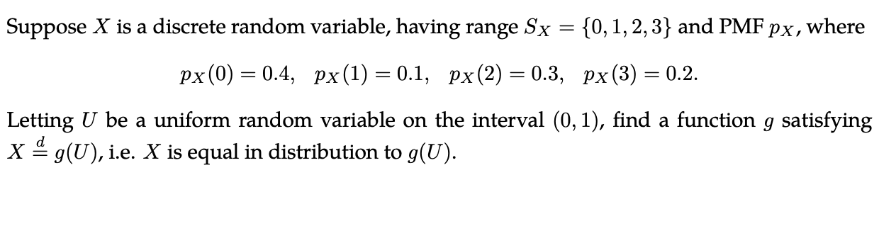 Solved Suppose X is a discrete random variable, having range | Chegg.com