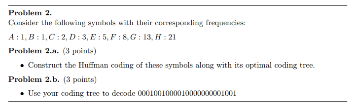 Solved Problem 2. Consider the following symbols with their | Chegg.com
