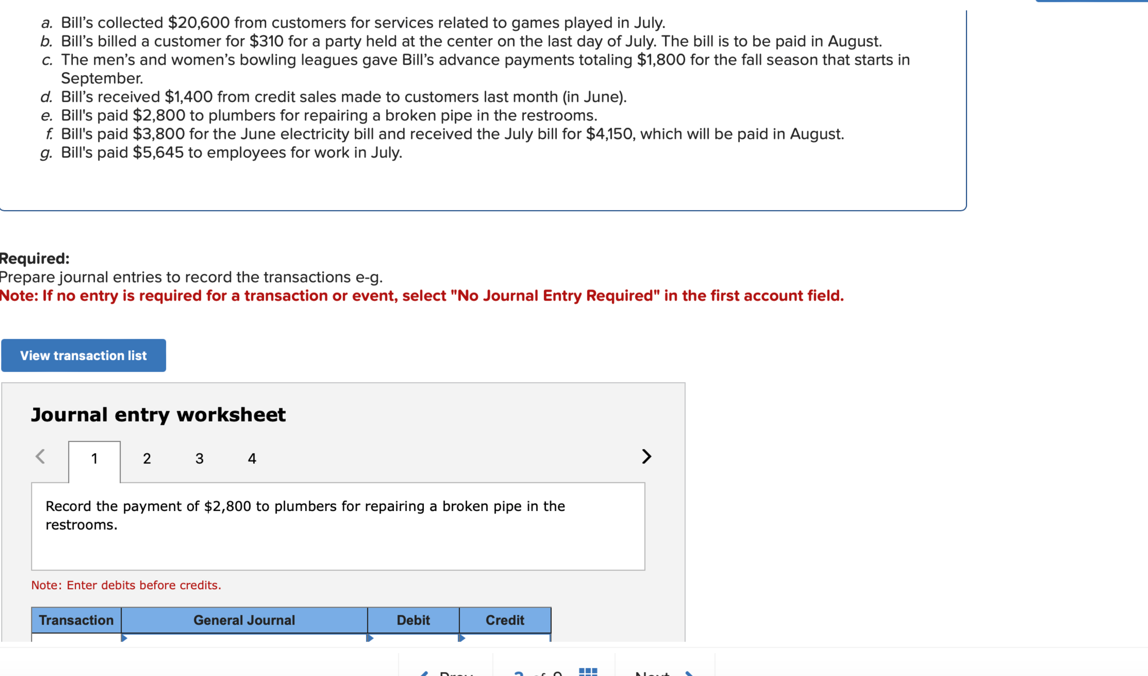 Solved a. ﻿Bill's collected $20,600 ﻿from customers for | Chegg.com