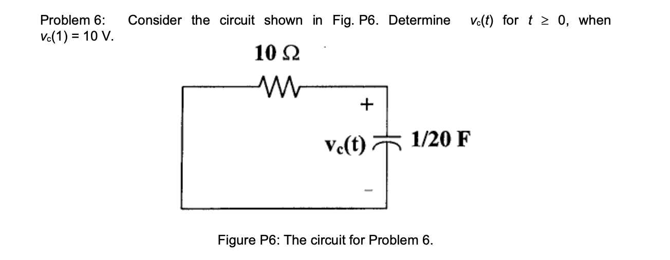 Problem 6: Consider the circuit shown in Fig. P6. | Chegg.com