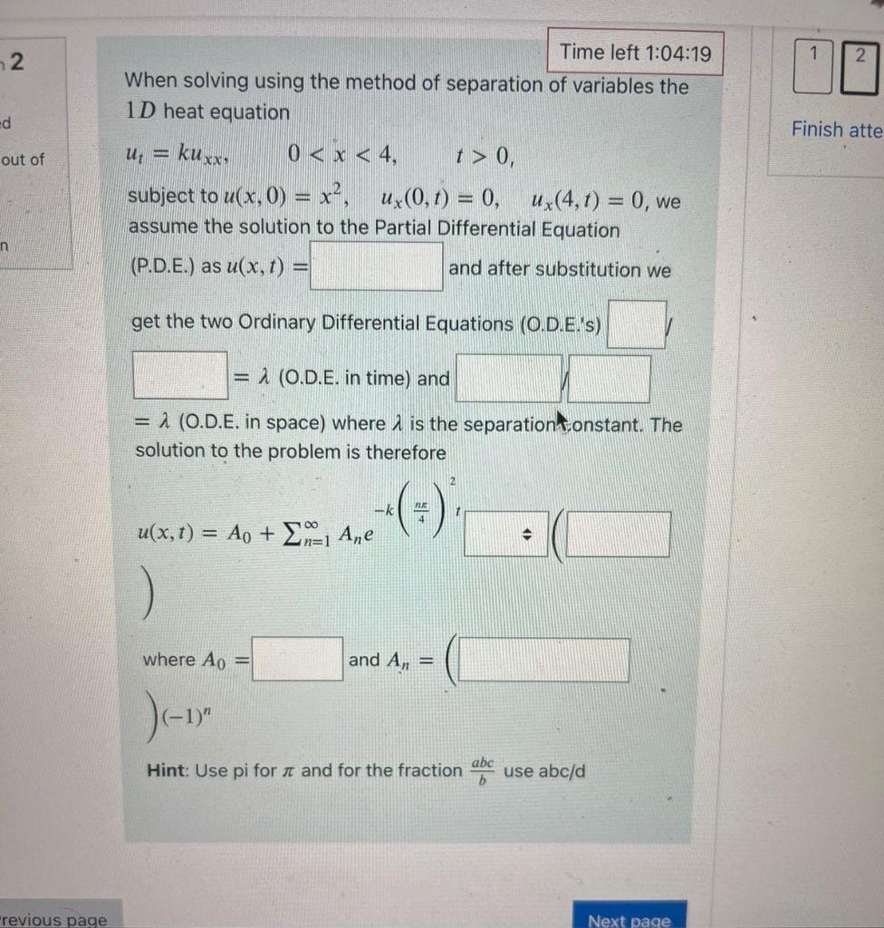 Solved When solving using the method of separation of | Chegg.com