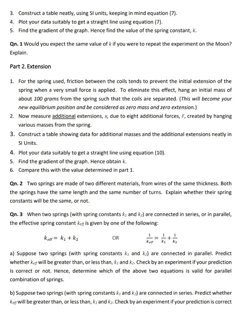 Solved EXP. 4THE SPIRAL SPRING Aim: To investigate simple | Chegg.com