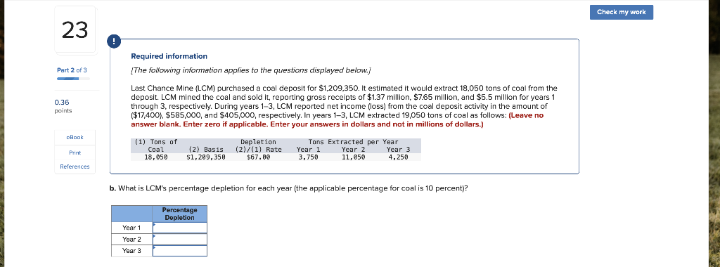Solved c. Using the cost and percentage depletion | Chegg.com
