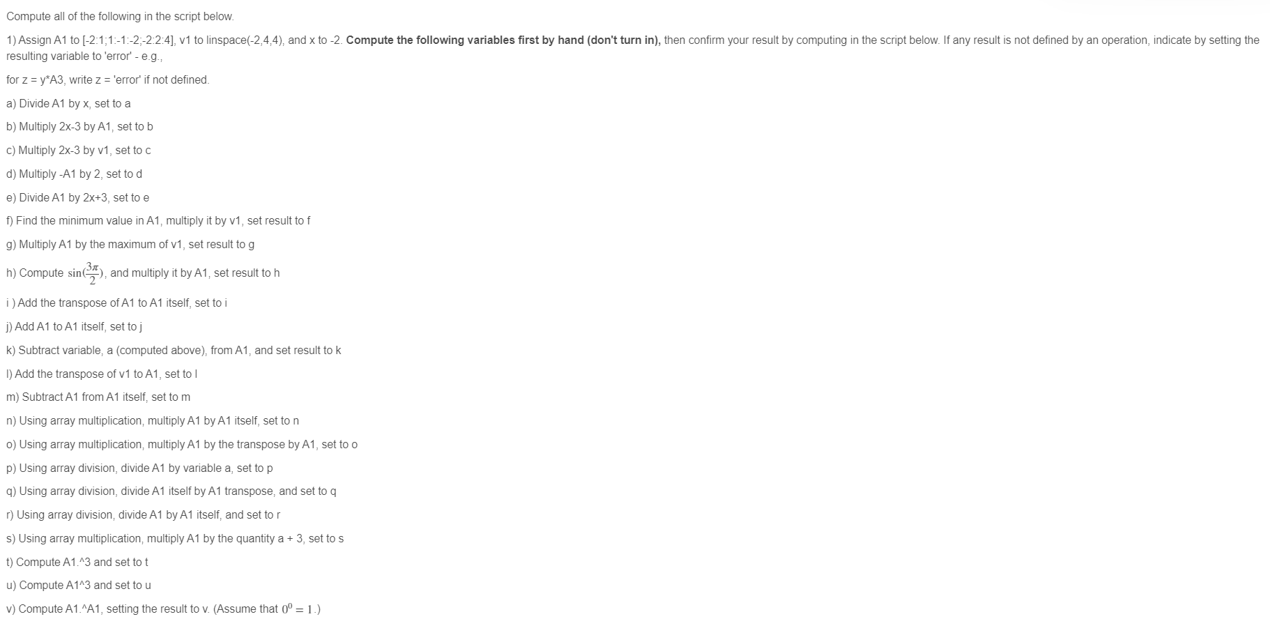 Solved Compute all of the following in the script | Chegg.com