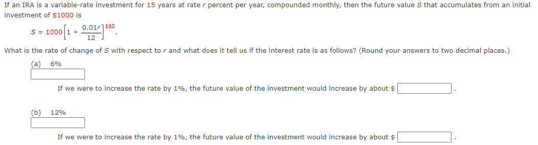 Solved If an IRA is a variable-rate investment for 15 years | Chegg.com