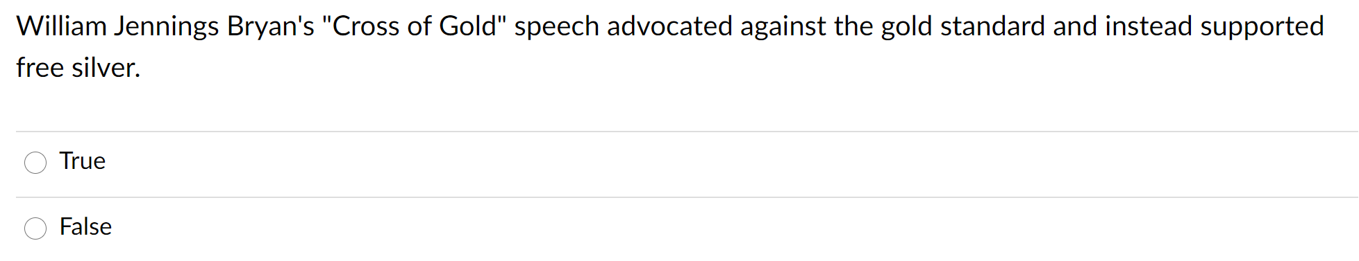 Solved William Jennings Bryan's "Cross of Gold" speech | Chegg.com