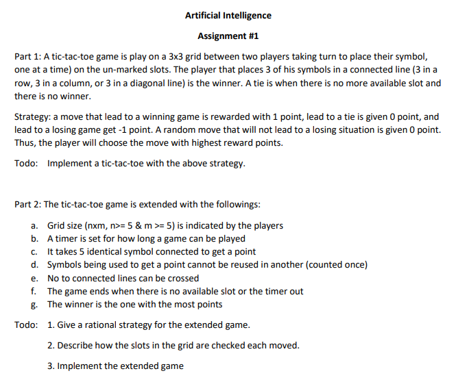 Solved Artificial Intelligence Assignment #1 Part 1: A | Chegg.com