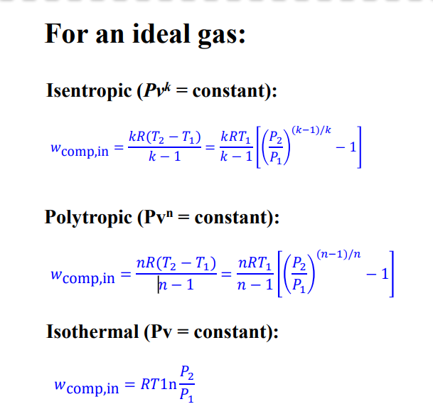 Solved For an ideal gas: Isentropic (Puk = constant): | Chegg.com