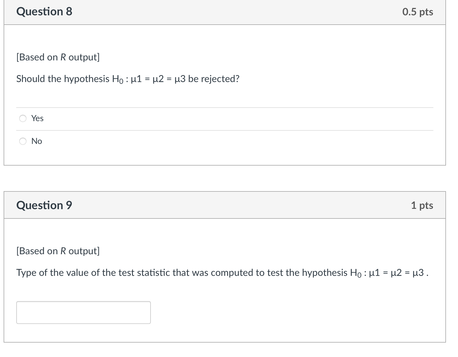 Solved For the next 3 questions, consider the following R | Chegg.com
