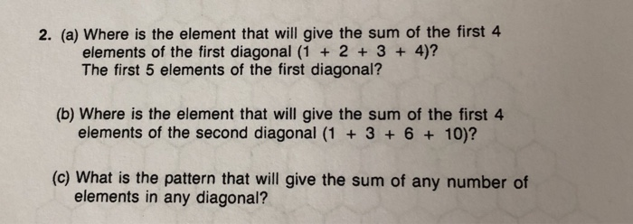 Solved 2. (a) Where is the element that will give the sum of | Chegg.com