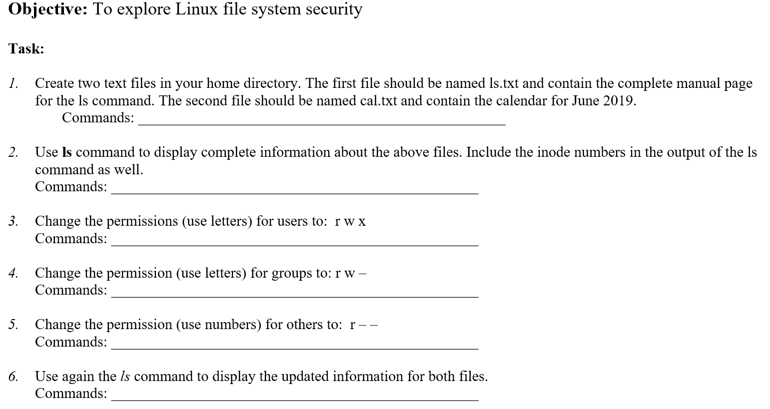 Solved Objective: To explore Linux file system security | Chegg.com
