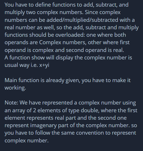 Solved You have to define functions to add, subtract, and | Chegg.com