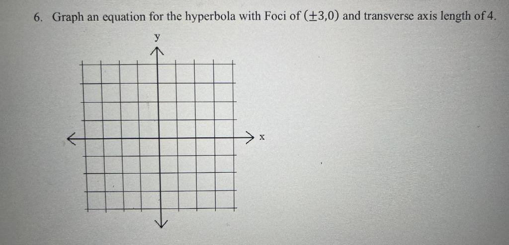 Solved 10. Graph an equation for the hyperbola transverse | Chegg.com