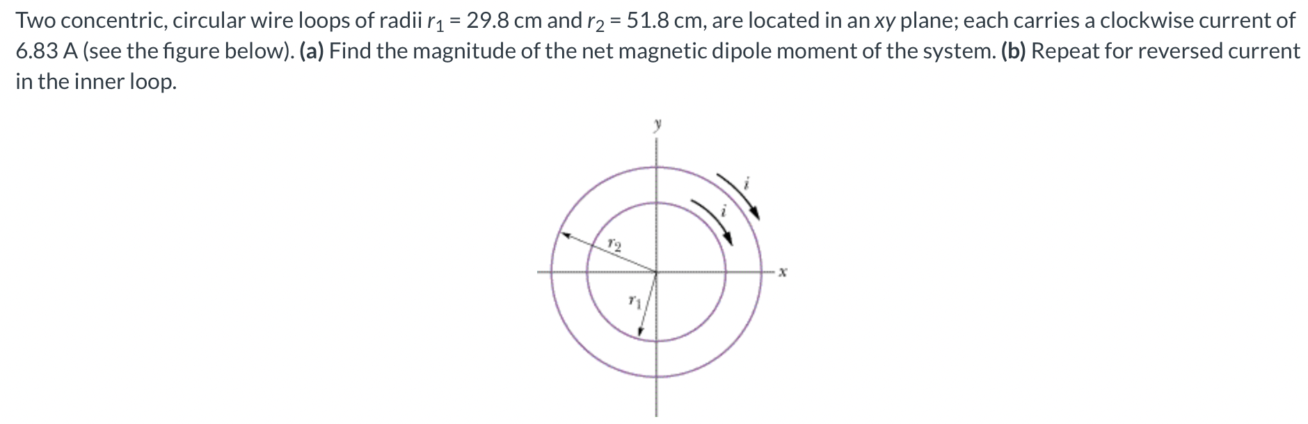 Solved Two concentric, circular wire loops of radii r1=29.8 | Chegg.com