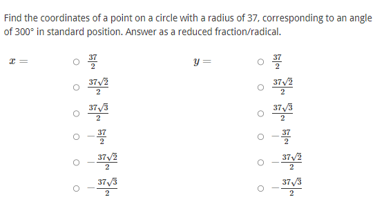 Solved Find the coordinates of a point on a circle with a | Chegg.com