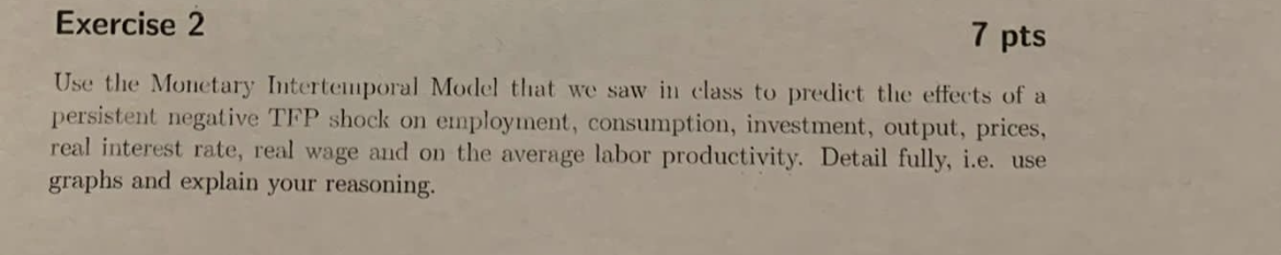 Solved Exercise 2 7 Pts Use The Monetary Intertemporal Model