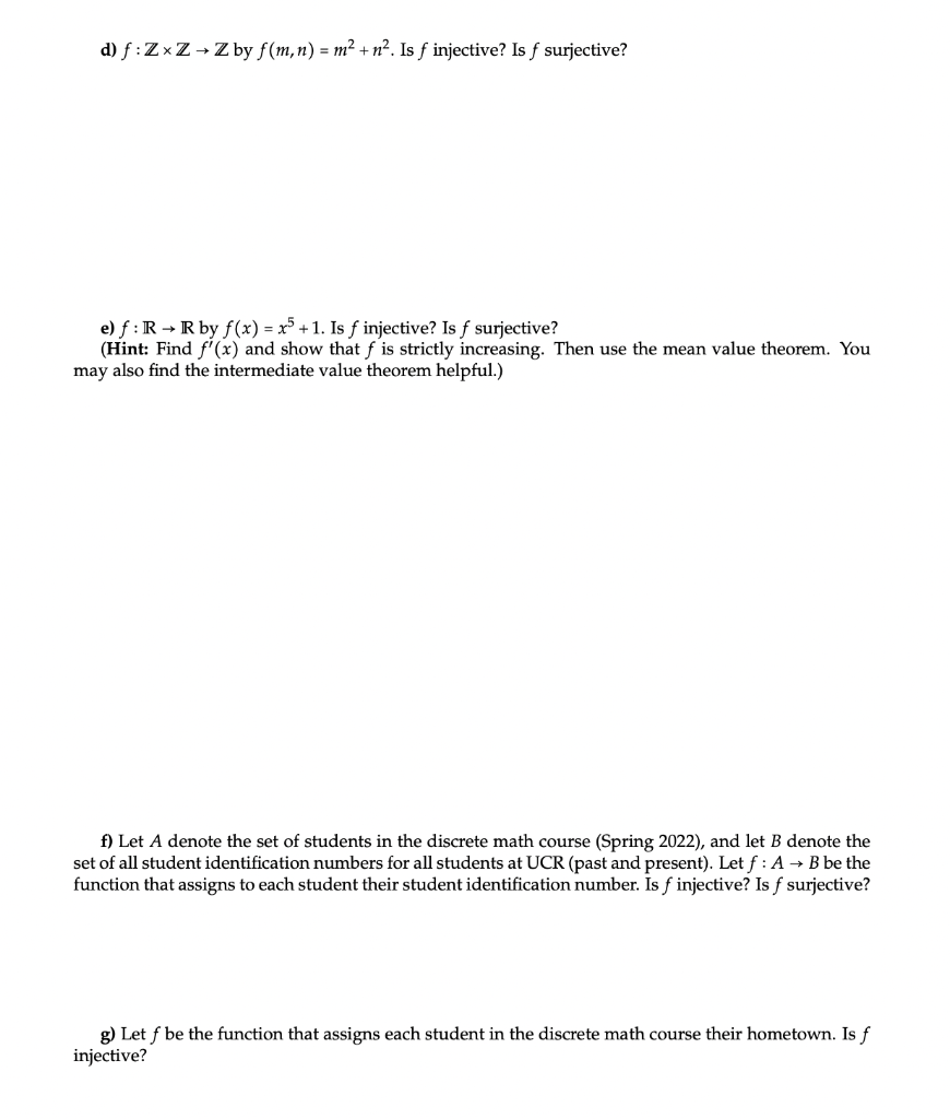 Solved Question 3 Determine whether the following functions | Chegg.com