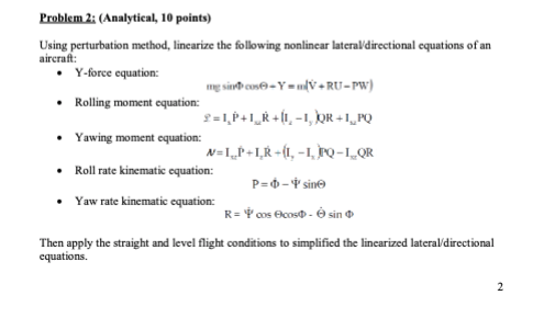 Using perturbation method, linearize the following | Chegg.com