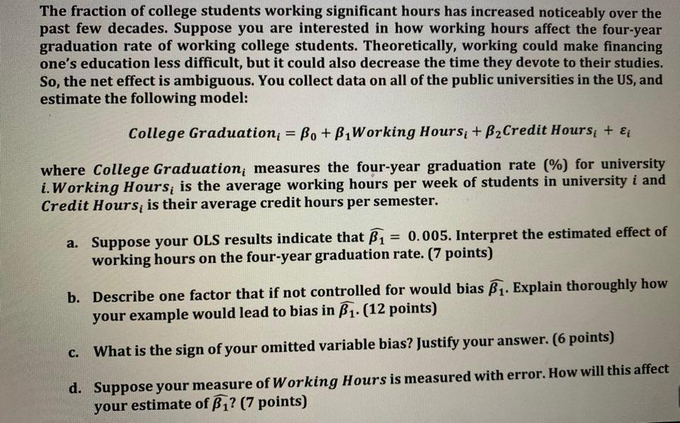 Solved The fraction of college students working significant | Chegg.com