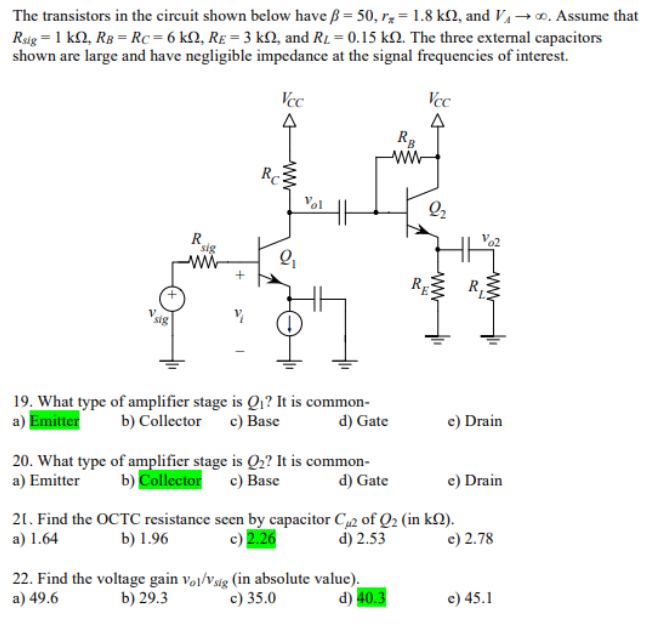 Solved 1. Find the OCTC resistance seen by capacitor Cµ2 of | Chegg.com