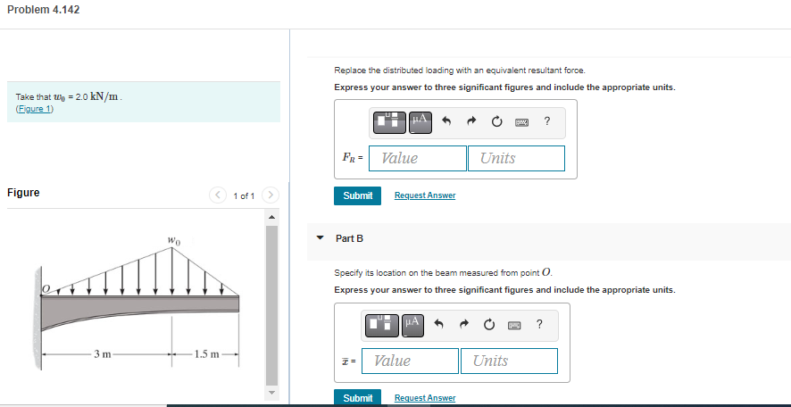 Solved \begin{tabular}{l} Replace the distributed loading | Chegg.com