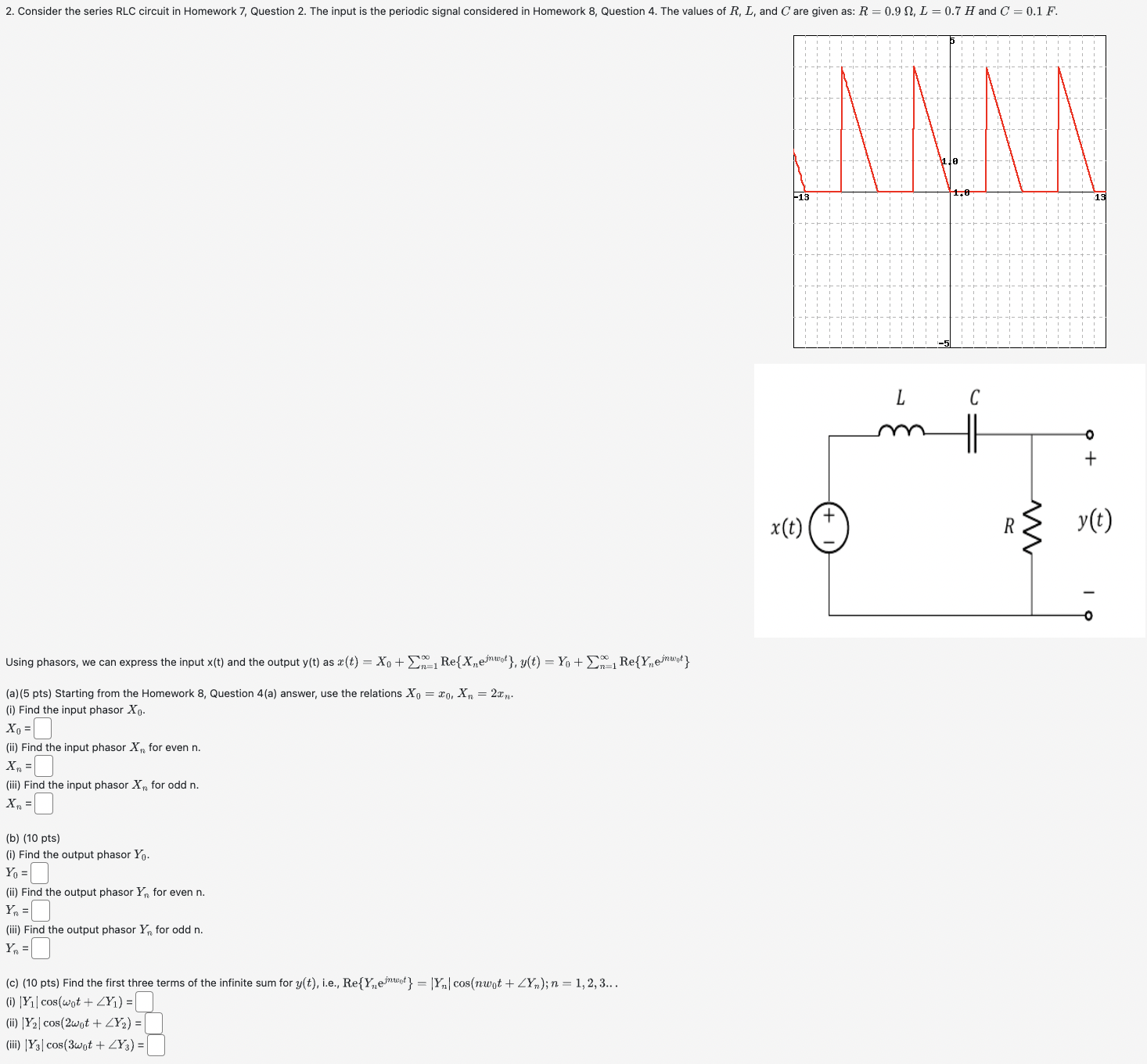 Solved Using phasors, we can express the input x(t) ﻿and the | Chegg.com