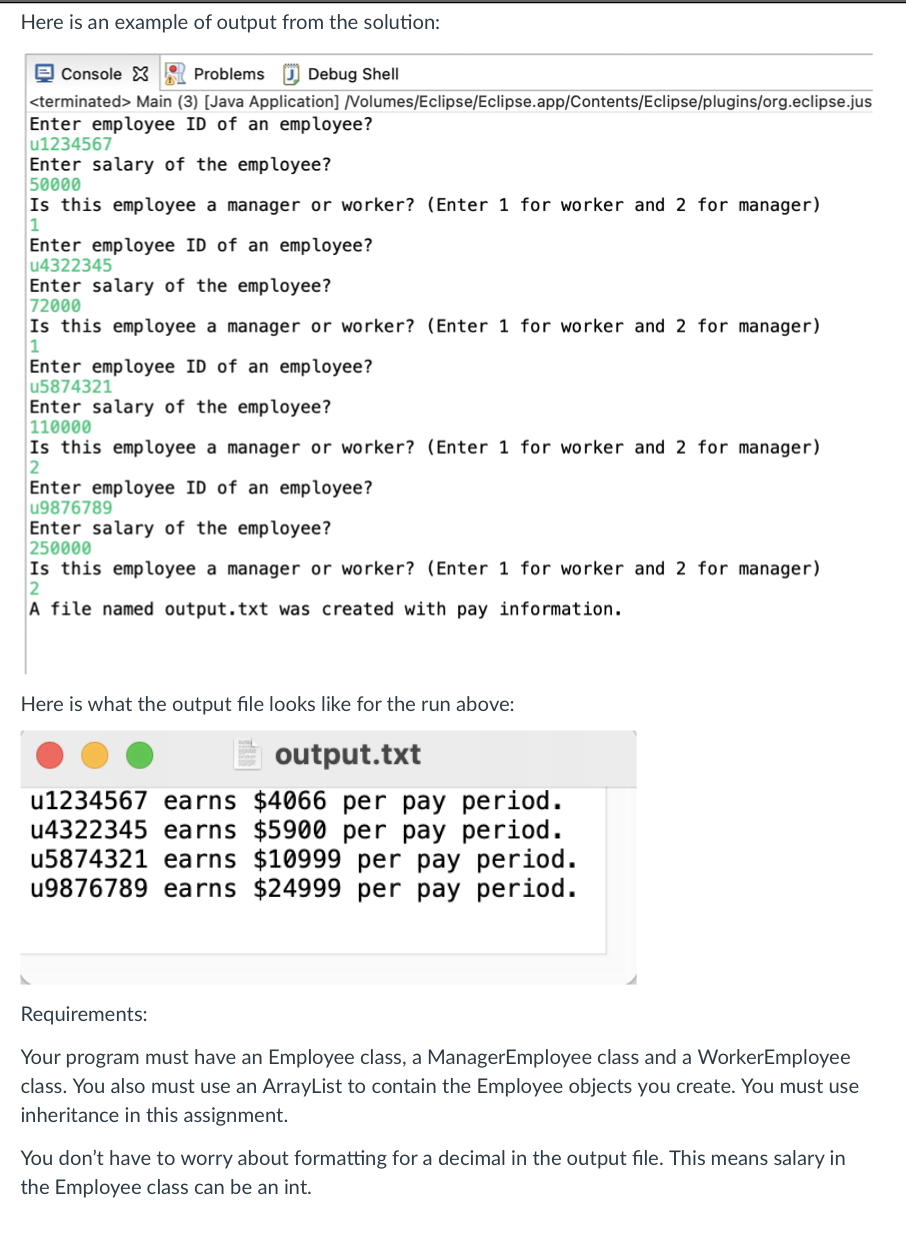 Solved OBJECTIVES 1. Use OO inheritance. 2. Use method | Chegg.com