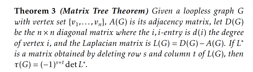 Solved In the proof of the Matrix Tree Theorem, there is a | Chegg.com