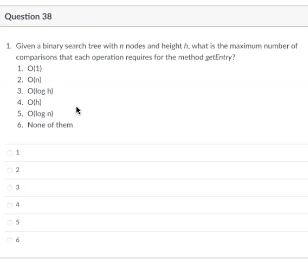 Solved Question 38 1. Given a binary search tree with n | Chegg.com