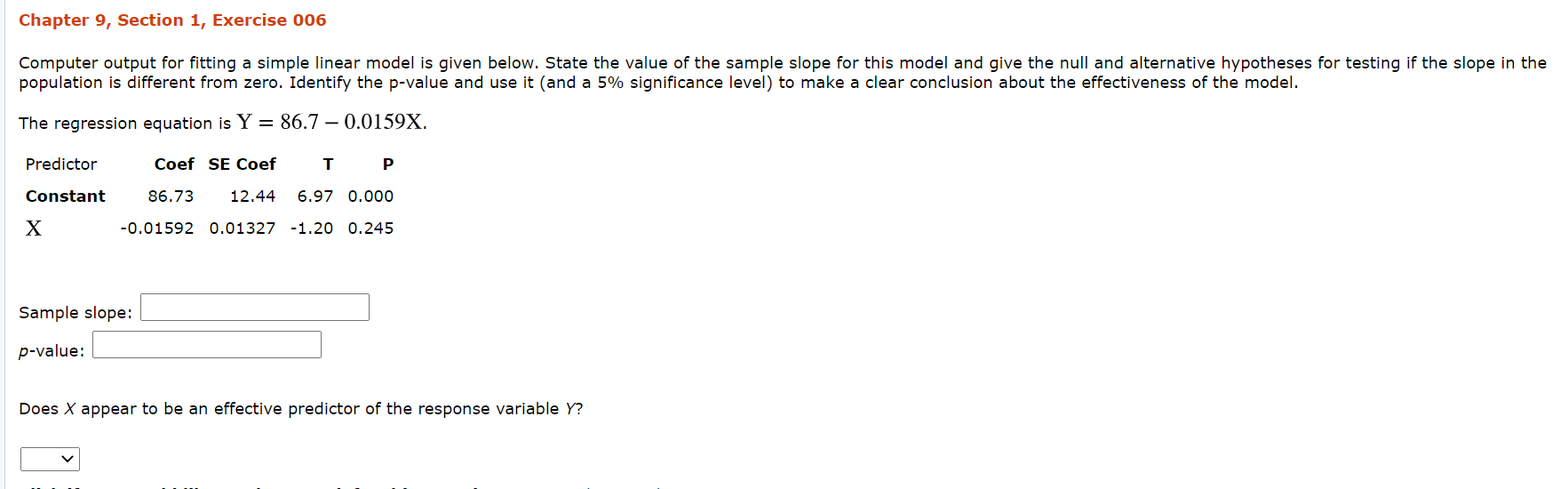 Solved Chapter 9, Section 1, Exercise 006 Computer output | Chegg.com